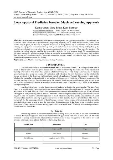 pdf loan approval prediction based on machine learning approach iosr journals