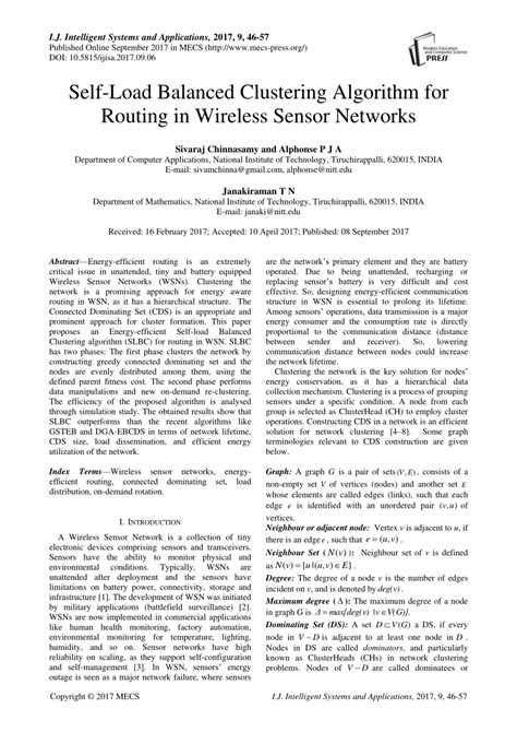 pdf self load balanced clustering algorithm for routing in wireless sensor networks