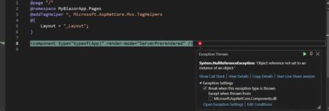 Blazor How To Fix System NullReferenceException In Host Cshtml File