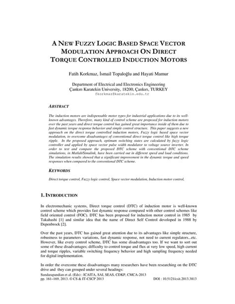a new fuzzy logic based space vector modulation approach on direct torque controlled induction