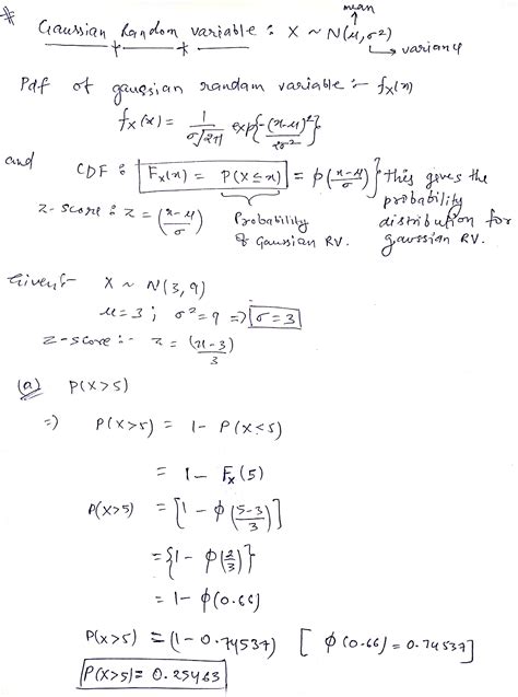 [solved] if x is a gaussian random variable with mean 3 and variance 9 course hero