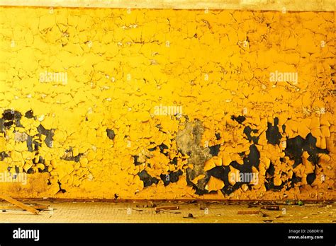 Wall With Yellow Paint Background For Design Grunge Texture High