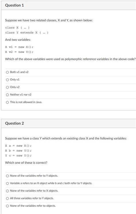 solved question 1 suppose we have two related classes x and