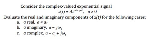 solved consider the complex valued exponential signal x t