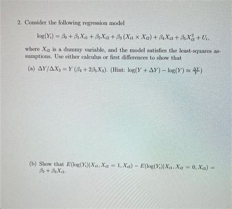 solved 2 consider the following regression model