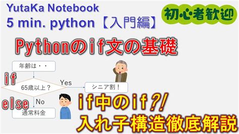 5min python解説動画【入門編】｜第15回：条件分岐の基礎 if else elif徹底解説 youtube