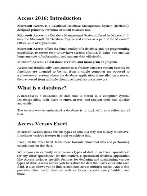 introduction to access 2016 pdf microsoft access databases