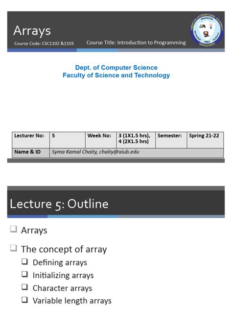 fall 23 24lecture 5 arrays pdf variable computer science pointer computer programming