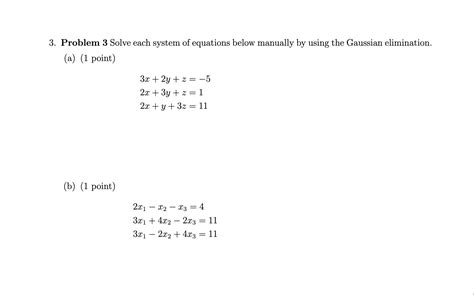 solved 3 problem 3 solve each system of equations below