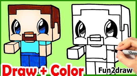 How To Draw Steve Minecraft Cute And Easy Color Step By Step Fun2draw How To Draw Lessons