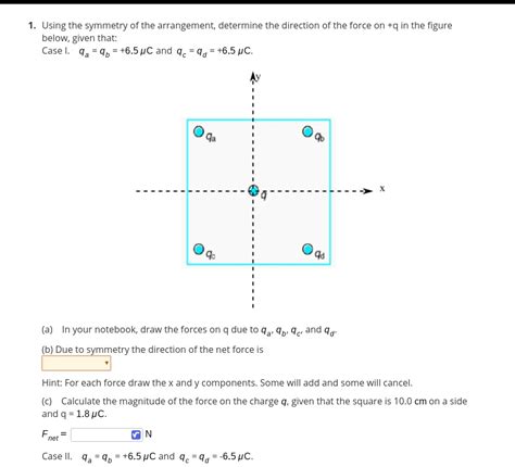 solved using the symmetry of the arrangement determine the direction of the force on q in the