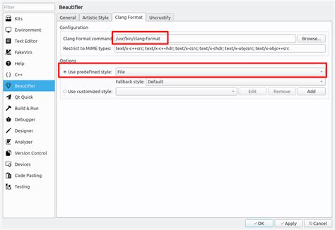 using clang format with qtcreator viking software a s