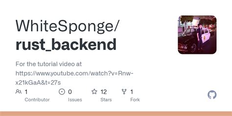 GitHub WhiteSponge Rust Backend For The Tutorial Video At Https