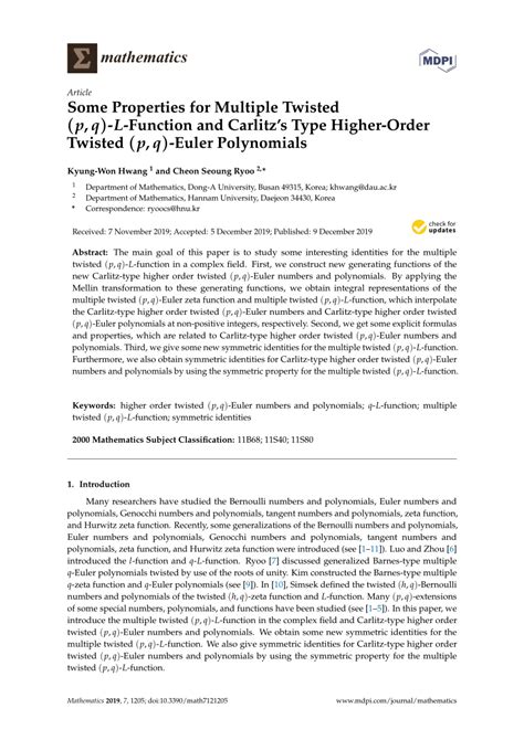 pdf some properties for multiple twisted p q l function and carlitz s type higher order