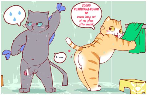 Rule 34 2018 Anthro Ass Balls Blush Digitslayer Duo Embarrassed Erection Feline Humanoid Penis