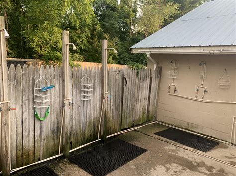 Outdoor Shower At Camp Buckwood Indiana Scrolller