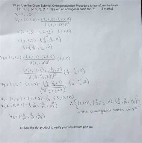 solved 13 a use the gram schmidt orthogonalization