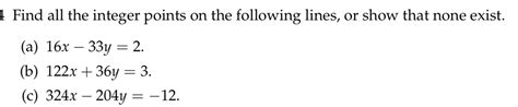 solved find all the integer points on the following lines