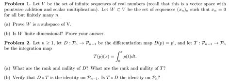 [solved] problem 1 let v be the set of infinite sequences of real numbers course hero