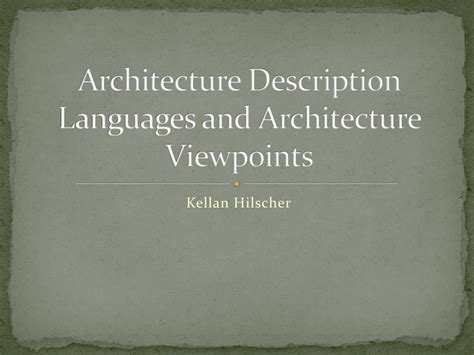ppt architecture description languages and architecture viewpoints powerpoint presentation
