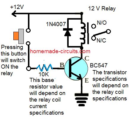 Relay Driver Circuit Using Transistor Bc
