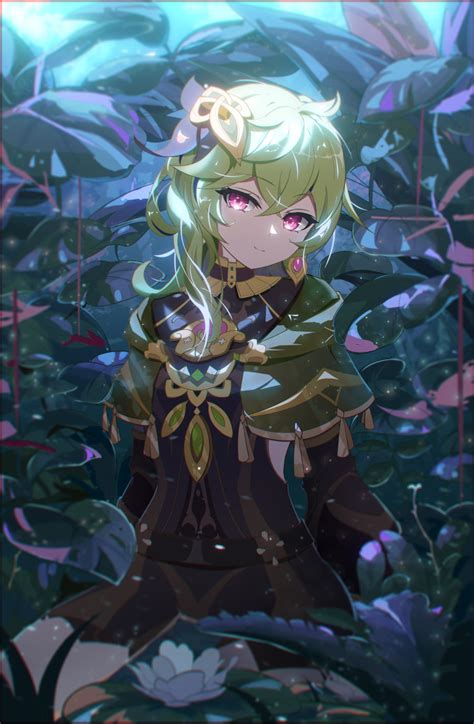 Safebooru 1girl Absurdres Collei Genshin Impact Genshin Impact Green Hair Highres Smile Solo