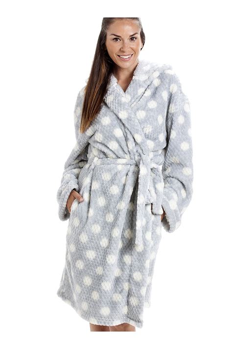 Grey Super Soft Fleece Honey Dot Luxurious Bathrobe