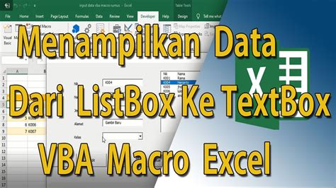 tutorial vba macro excel 15 menampilkan data dari listbox ke dalam textbox youtube