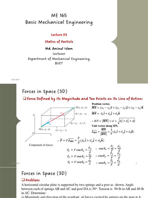 lecture 3 statics of particle 3d pdf force euclidean vector