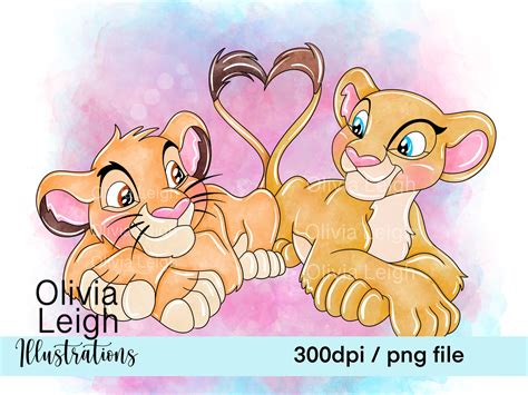 The Lion King Simba And Nala Cute Valentines Clipart Png Files Etsy Canada