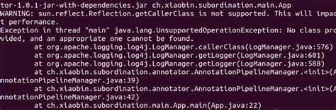 exception in thread main java lang unsupportedoperationexception no class provided and an