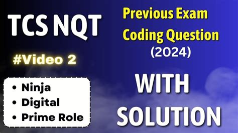 tcs digital coding questions 2024 tcs nqt exam questions tcs preparation 2024 youtube