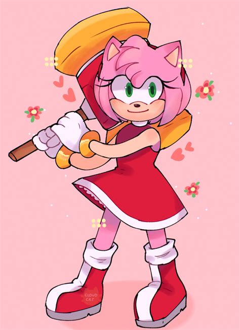 Amy Rose With The Piko Piko Hammer Art By Cloud R Sonicthehedgehog