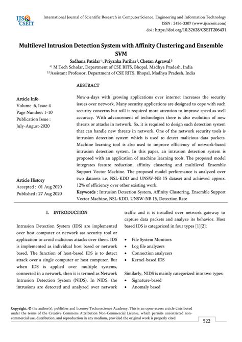 pdf multilevel intrusion detection system with affinity clustering and ensemble svm