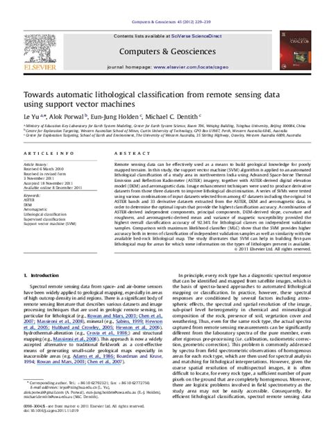 pdf towards automatic lithological classification from remote sensing data using support