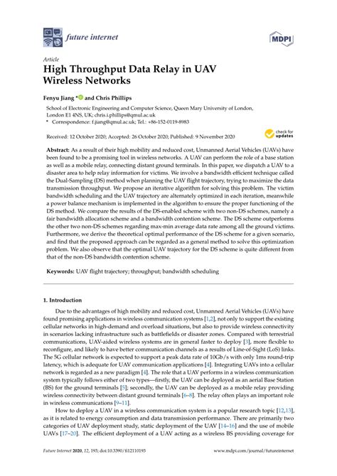 pdf high throughput data relay in uav wireless networks