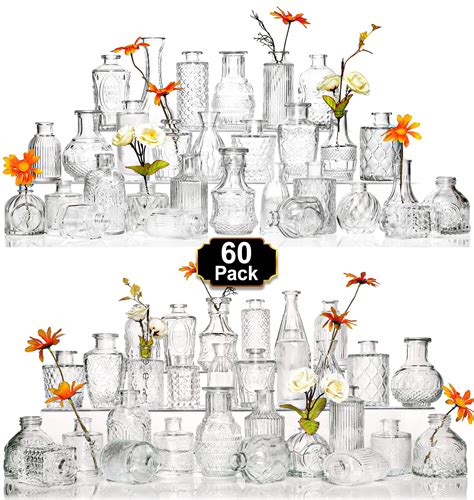 Arme Glass Bud Vase Set Of 60 Pcs Small Clear Glass Bud Vases In Bulk For Flowers Rustic