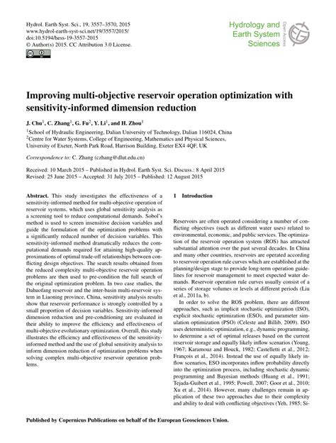 pdf improving multi objective reservoir operation optimization with sensitivity informed