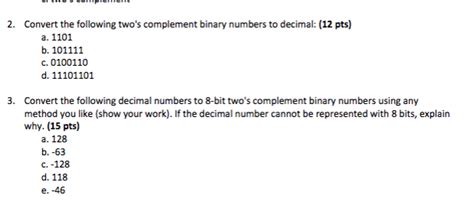 solved 2 convert the following two s complement binary