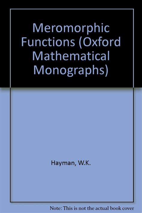 meromorphic functions oxford mathematical monographs hayman w k books