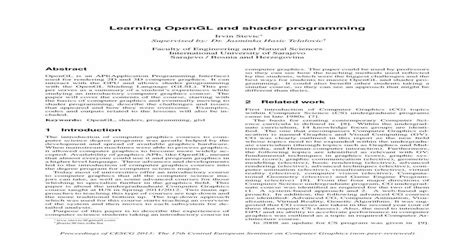 pdf learning opengl and shader programmingkeywords opengl shaders programming glsl 1