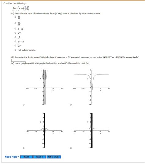 solved consider the following lim x sin Î¸ describe the type of indeterminate form if any