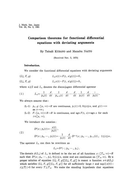 comparison theorems for functional differential equations with deviating arguments
