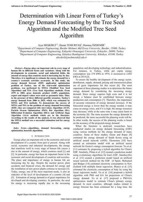pdf determination with linear form of turkey s energy demand forecasting by the tree seed