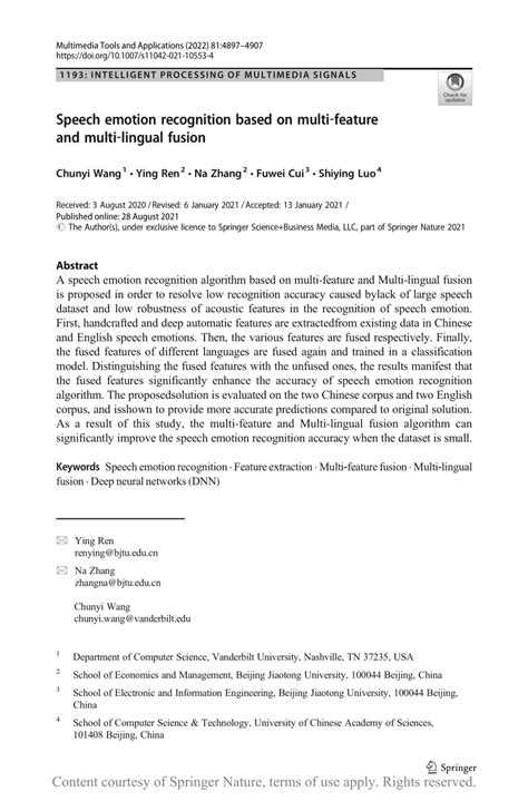 speech emotion recognition based on multi‐feature and multi‐lingual fusion