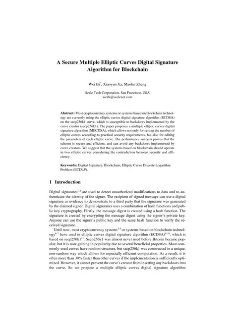 a secure multiple elliptic curves digital signature algorithm for blockchain deepai