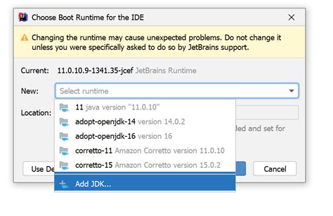 Selecting The JDK Version The IDE Will Run Under IDEs Support