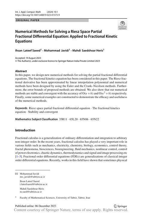 numerical methods for solving a riesz space partial fractional differential equation applied to