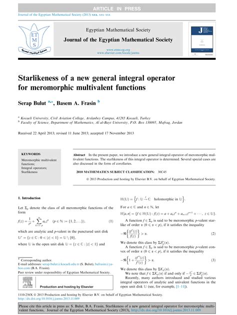 pdf starlikeness of general integral operator for meromorphic multivalent functions