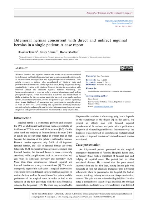 Pdf Bifemoral Hernias Concurrent With Direct And Indirect Inguinal Hernias In A Single Patient